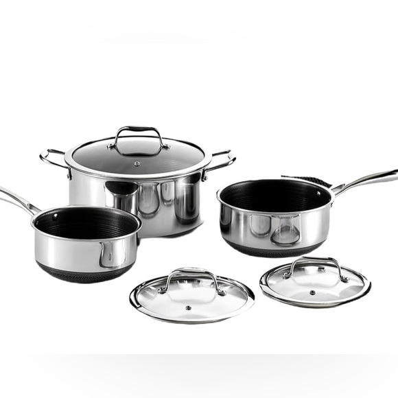 Hexclad | Kitchen | Hexclad Hybrid Nonstick 6piece Pot Set With Lids ...